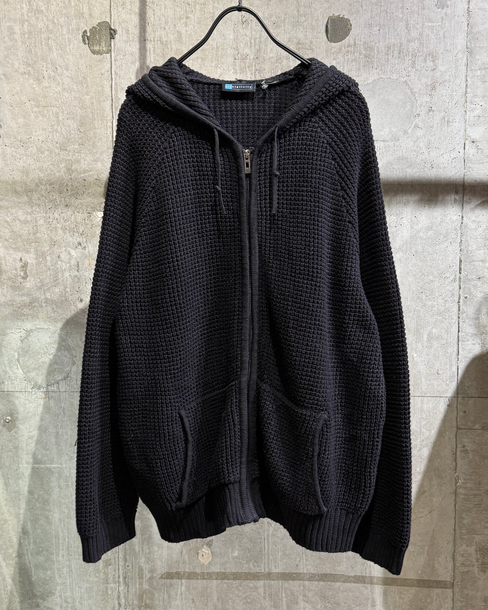 Black Knitted Zip-up Hoodie – BUSINESS AS USUAL